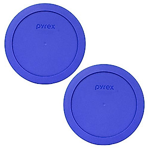 Pyrex 7201-PC Sapphire Blue Round Plastic Food Storage Replacement Lid, Made in USA - 2 Pack