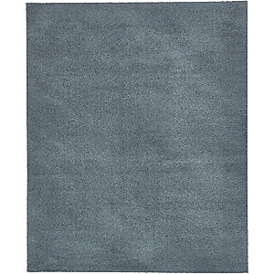 Unique Loom Studio Solid Shag Collection Urban Modern Super Soft & Plush Area Rug, 8 ft x 10 ft, Slate Blue