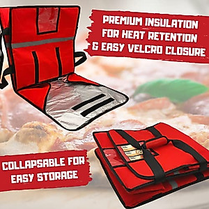 FSE Insulated Pizza Food Delivery Bag Carrier, 18 Inch x 18 Inch x 13 Inch (Touch Velcro Closure)