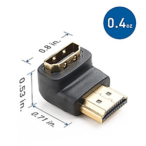 Cable Matters 2-Pack 90 Degree HDMI Adapter with 4K and HDR Support