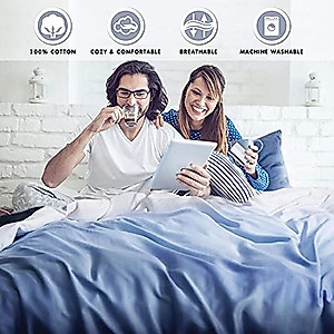 Madison Park 100% Sateen Cotton Comforter Set, Breathable, Soft Cover, Trendy, All Season Down Alternative Cozy Bedding with Matching Shams, Full/Queen (90 in x 90 in), Indigo Blue 3 Piece