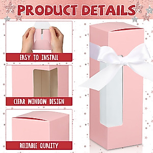 Tenceur 36 Pcs Tumbler Box Gift Boxes for Sublimation Tumbler Shipping 3.3 x 3.3 x 9.8 Inch Transparent Exhibition Box for 12 20 30 oz Heat Press Sublimation Blanks Tumbler Wrap (Rose Gold Color)