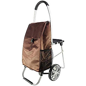 Shopping Trolley on Wheels Multi Function Shopping Cart with Seat Folding Collapsible Trolley Portable Non-Slip Handle Bearing Gravity Enhanced Storage Hand Trucks,Red,60 * 100Cm ,Sh