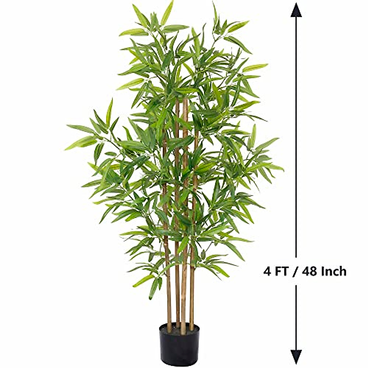 SOFTFLAME 4ft Bamboo Artificial Tree, Faux Bamboo Plant, Real Touch Technology, Artificial Plant with 4 Trunks, Ideal for Home Office Indoor Decoration