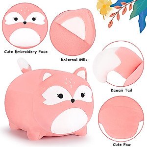Fox Plush Stuffed Animal-16" Pink Fox Plush Pillow, Cute Plushies, Stuffed Fox Plush Toy Kawaii Pink Stuffed Animal Fox Plushie Hugging Pillow Christmas Birthday Gifts for Kids Girls Boys Girlfriend