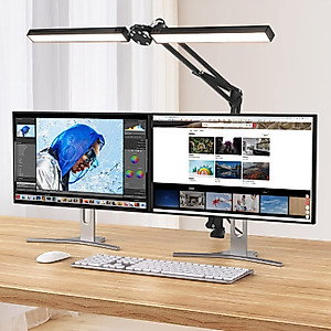 EOOKU LED Desk Lamp, Extended Swing Arm Desk Lamps for Home Office, 24W Architect LED Table Lamp, 14.2'' Adjustable Gooseneck Arms, Eye-Caring Black Desk Lamp