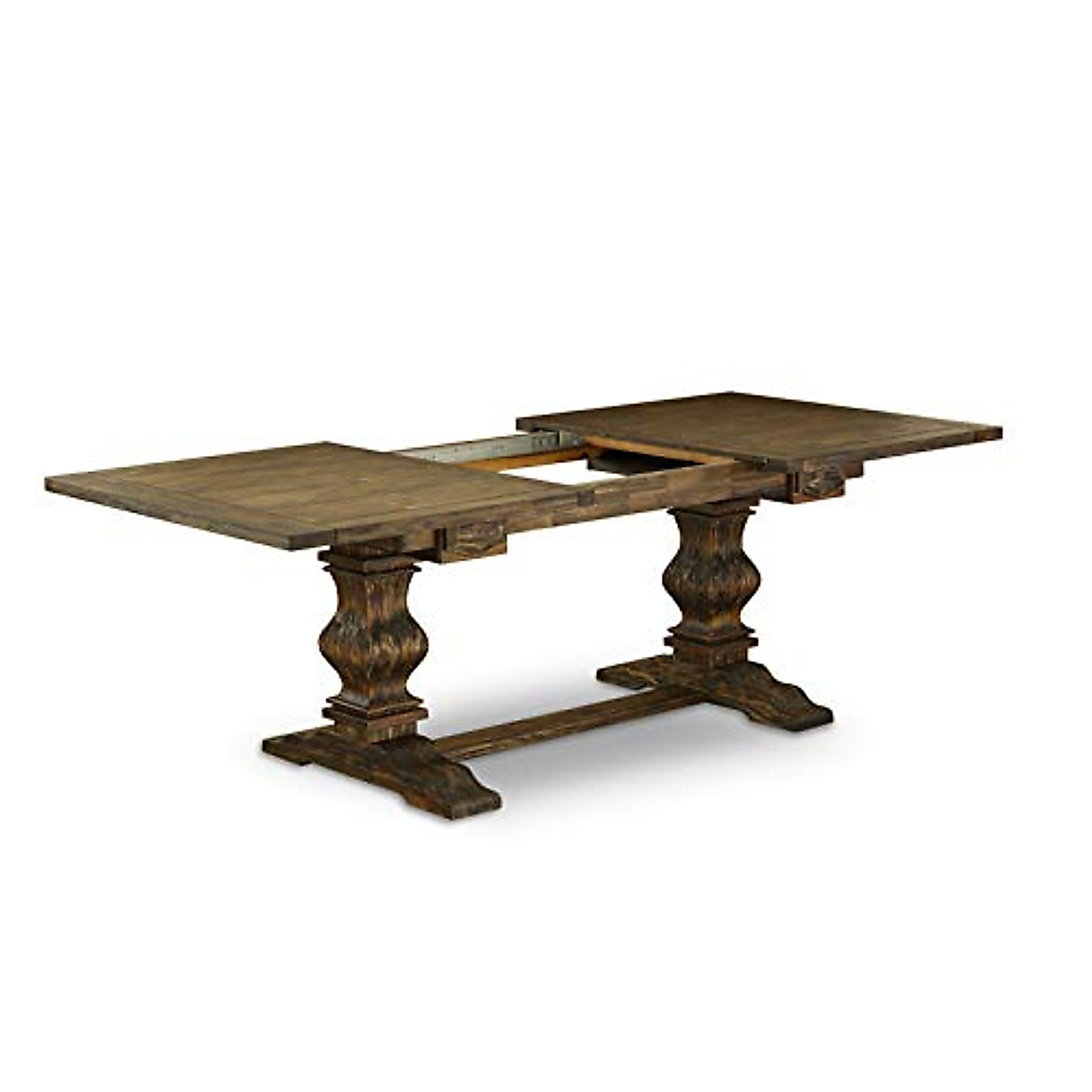 East West Furniture LAGA11-78-03 11 Piece Dining Table Set Includes a Rectangle Dining Room Table with Butterfly Leaf and 10 Brown Linen Fabric Upholstered Chairs, 42x92 Inch, Jacobean