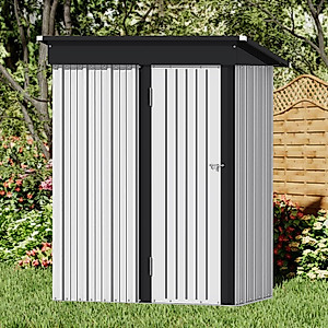Rankok Outdoor Storage Shed 5X3 FT Small Outside Sheds & Outdoor Storage Anti-Corrosion Metal Shed Waterproof Outdoor Storage Cabinet with Door & Lock for Backyard Patio Lawn (White)