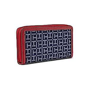 Tommy Hilfiger Liv II Zip Around Wallet Square Monogram Jacquard Navy/White One Size