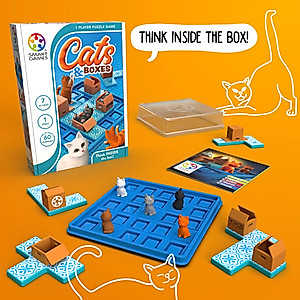 SmartGames Cats & Boxes Travel Game with 60 Challenges for Ages 7-Adult