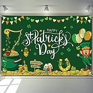 Probsin Extra Large St Patricks Day Banner Backdrop 72" x 48" St Patricks Day Decorations Shamrocks Happy St. Patrick's Day Holiday Backdrop Wall Decor Bulletin Board for Indoor Outdoor Party