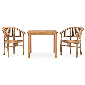 qiangxing 3 Piece Patio Dining Set Outdoor Patio Dining Set Outdoor Patio Furniture Patio Set Patio Table and Chairs Set Solid Teak Wood 3060002
