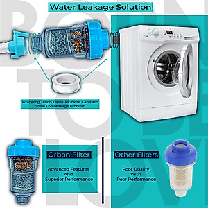ORBON Hard Water Filter for Washing Machine | Washing Machine Inline Water Filter | Washing Machine Hose Filter | 3/4" BSP Thread | With Teflon Tape | For Fully Automatic Washing Machines | 1 Unit