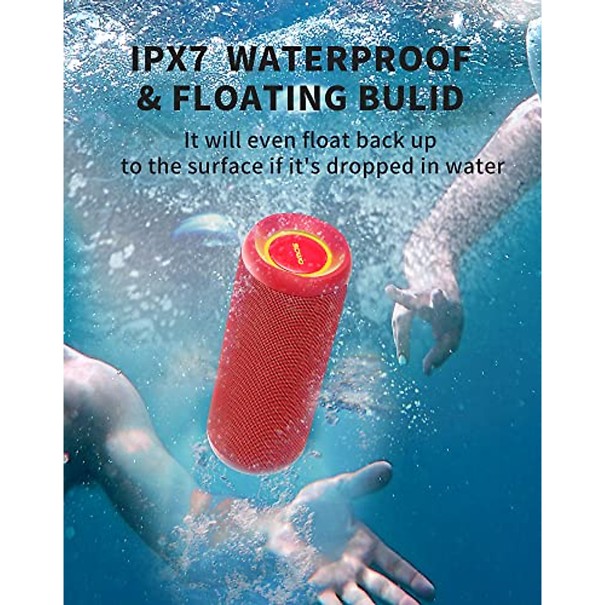 SOWO Portable Bluetooth Speaker, Waterproof Speaker IPX7, 25W Loud Wirelss Speaker with Big Audio and Punchy Bass, Outdoor Bluetooth Speaker for Party, Beach, Travel, Girls Gifts - Red