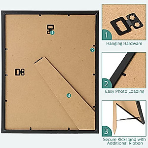 Tatuo 11 x 14 Inch Signature Picture Frame Wedding Signature Board Picture Frame with 5 x 7 Inch White Mat and Black Iron Display Stand Autograph Photo Mat with Frame for Wedding Birthday (Black)