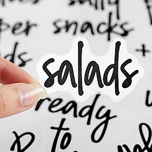 Talented Kitchen 158 Pieces Food Storage Labels for Glass Kitchen Containers, Preprinted Black Script on Clear Stickers for Fridge, Freezer, Pantry Organization (Water Resistant)