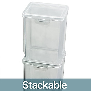 EZOWare 9 Pieces Clear Plastic Flip Top Latching Storage Box Container, Stackable Hinged Organization Bins With Latch Lid For Craft Room, Small Hobby - 3 Sizes
