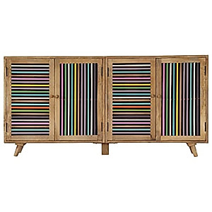 vidaXL Sideboard Buffet Kitchen Storage Cabinet with Doors Liquor Dining Room Hallway Cupboard Console Table Accent Cabinet Solid Wood Mango 59.1" x 11.8" x 29.5"