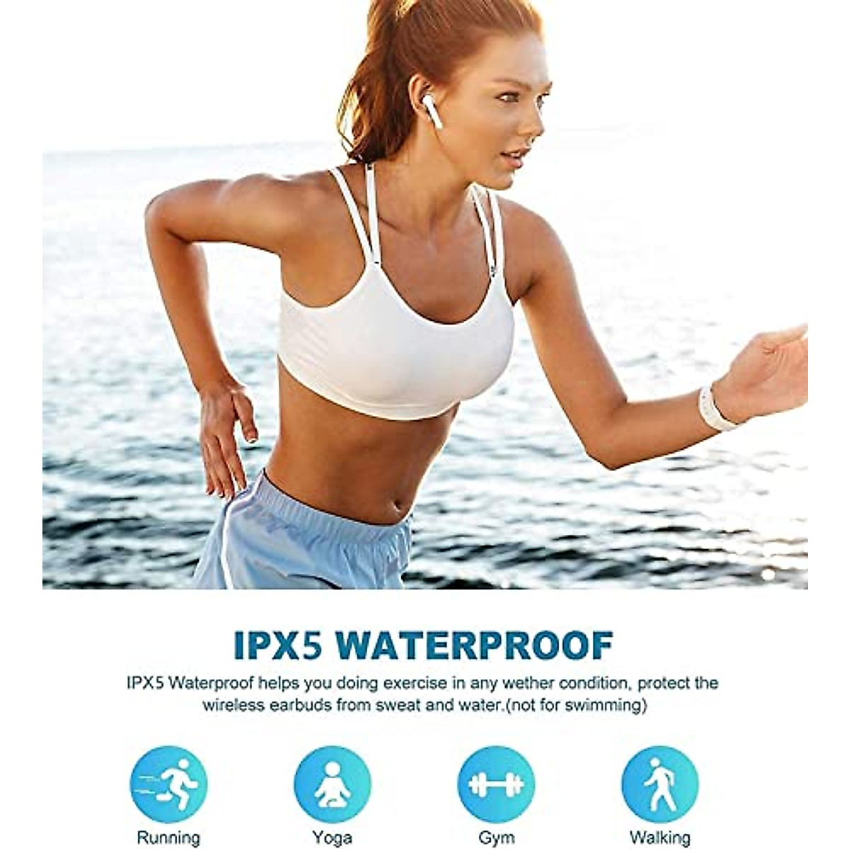 Wireless Earbud Bluetooth 5.0 Headphones Noise Cancelling Air Buds Pods 3D Stereo Ear pods in-Ear Ear Buds with Deep Bass Earphones Sport Headsets for airpod Android/Samsung/Apple iPhone