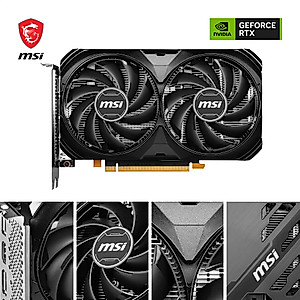MSI GeForce RTX 4060 Ti VENTUS 2X BLACK 16G OC Graphics Card - RTX 4060 Ti GPU, 16GB GDDR6 (18Gbps/128-bit), PCIe 4.0-2 x TORX Fan 4.0 - HDMI 2.1a, DisplayPort 1.4a