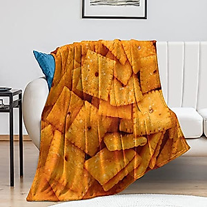 3D Funny Realistic Food Cheese Cracker Flannel Fleece Throw Blankets 50"X40" Soft Cozy Fluffy Winter Fall Blanket Cozy Soft Fuzzy Plush Home Decor for Couch Bed Sofa Living Room Bedroom