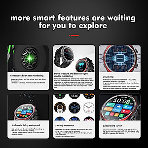 Smart Watch for Men, 1.6-inch Extra Large Screen 60 Days Standby Round Touch IP67 Waterproof Watch with Heart Rate Sleep Monitor Bluetooth Call Message Sports for Android iOS