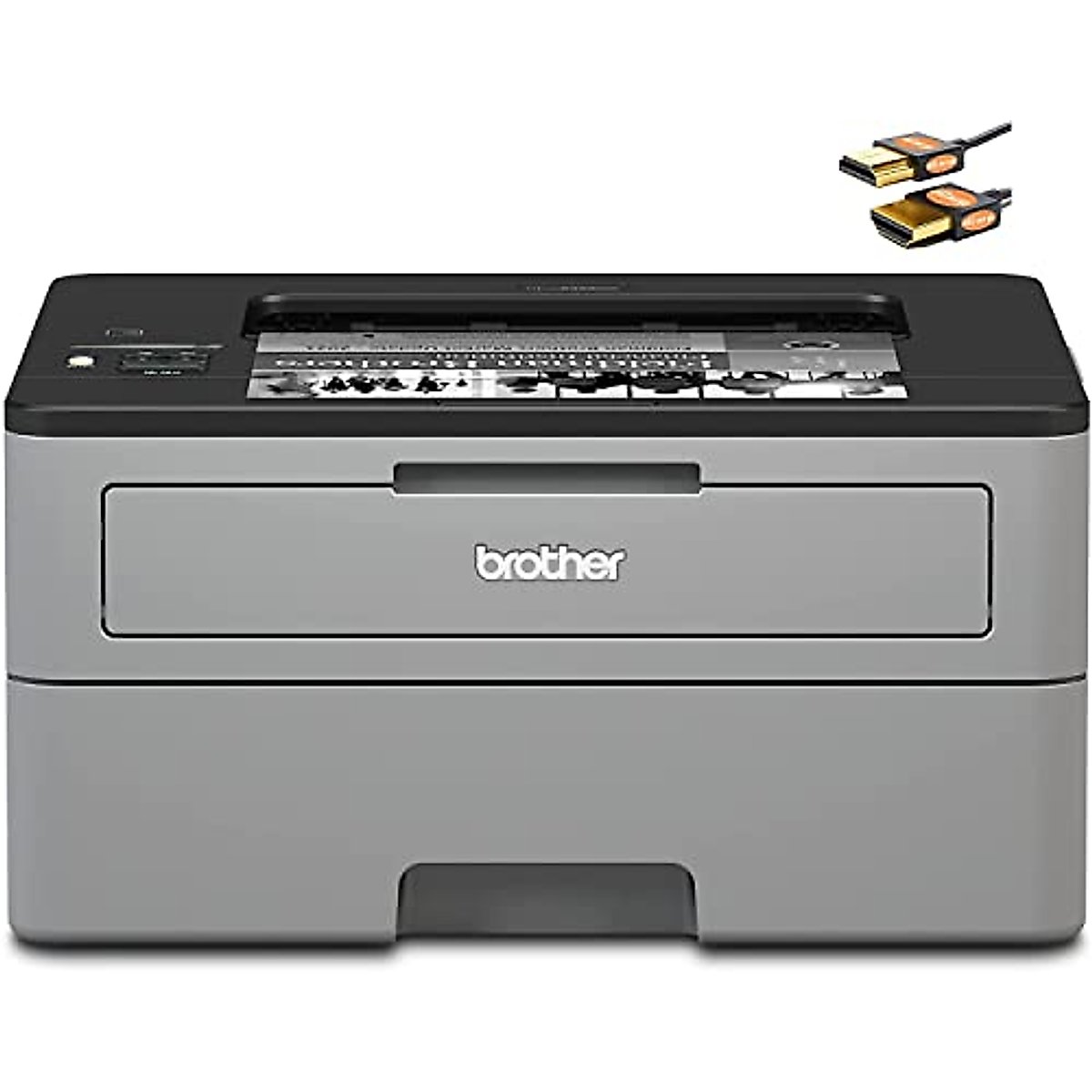 Brother HL-23 25DW Series Compact Monochrome Wireless Laser Printer - Mobile Printing - Auto Duplex Printing - USB Connectivity - Print Up to 26 Pages/min - 1-line LCD Display + HDMI Cable