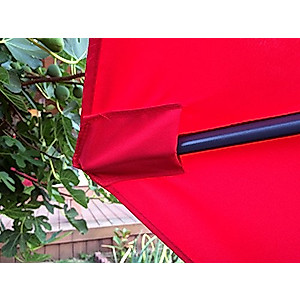 BELLRINO DECOR Replacement RED " STRONG & THICK " Umbrella Canopy for 9ft 6 Ribs Bright Red (Canopy Only)