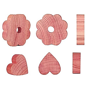 Langxinese 50 Pk, 2" Cedar Rings for Hangers, 1" Cedar Loves for Closets, Cedar Blocks for Clothes Storage, Closet Freshener, Aromatic Red Ceder, Cedar Flower Shape Rings