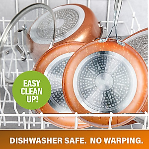 GOTHAM STEEL Nonstick Frying Pan, Copper Cast 11” Ceramic Frying Pan with Ultra Durable Mineral & Diamond Coating, Egg Pan & Omelette Pan Nonstick, Stay Cool Handle, Toxin Free, Dishwasher Safe