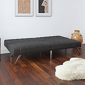 DHP Emily Futon With Chrome Legs, Black Faux Leather