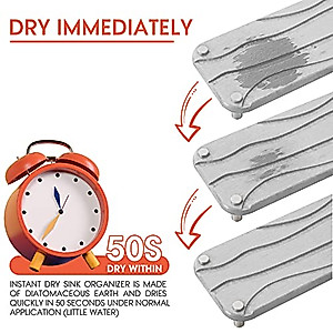 Glycife Fast Drying Stone Sink Caddy - Instant Dry Sink Organizer Bathroom Tray - Quick Dry Diatomaceous Earth Sponge Holder for Kitchen Sink Tray with 2 Pcs Water Absorbent Coasters(Light Gray)