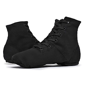 Smithmelody Canvas Jazz Dance Boots Ballet Dancing Sneakers for Adult Men Women (7/38，Black