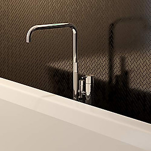 SpeedTiles CALTROP Trendy Herringbone Metal Tiles for Kitchen Backsplash, Fireplace, Interior Wall - 3X Faster Peel & Stick Installation with No Mortar, No Grout - Black Stainless Steel - Sample