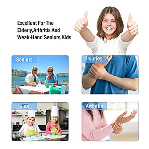 Jar Opener for Weak Hands, Easy Twist Jar Opener For Seniors with Arthritis, 5 in 1 Multi Function Bottle Opener Lid Opener For Arthritic Hands with Non Slip Rubber Jar Gripper Pad (Red)