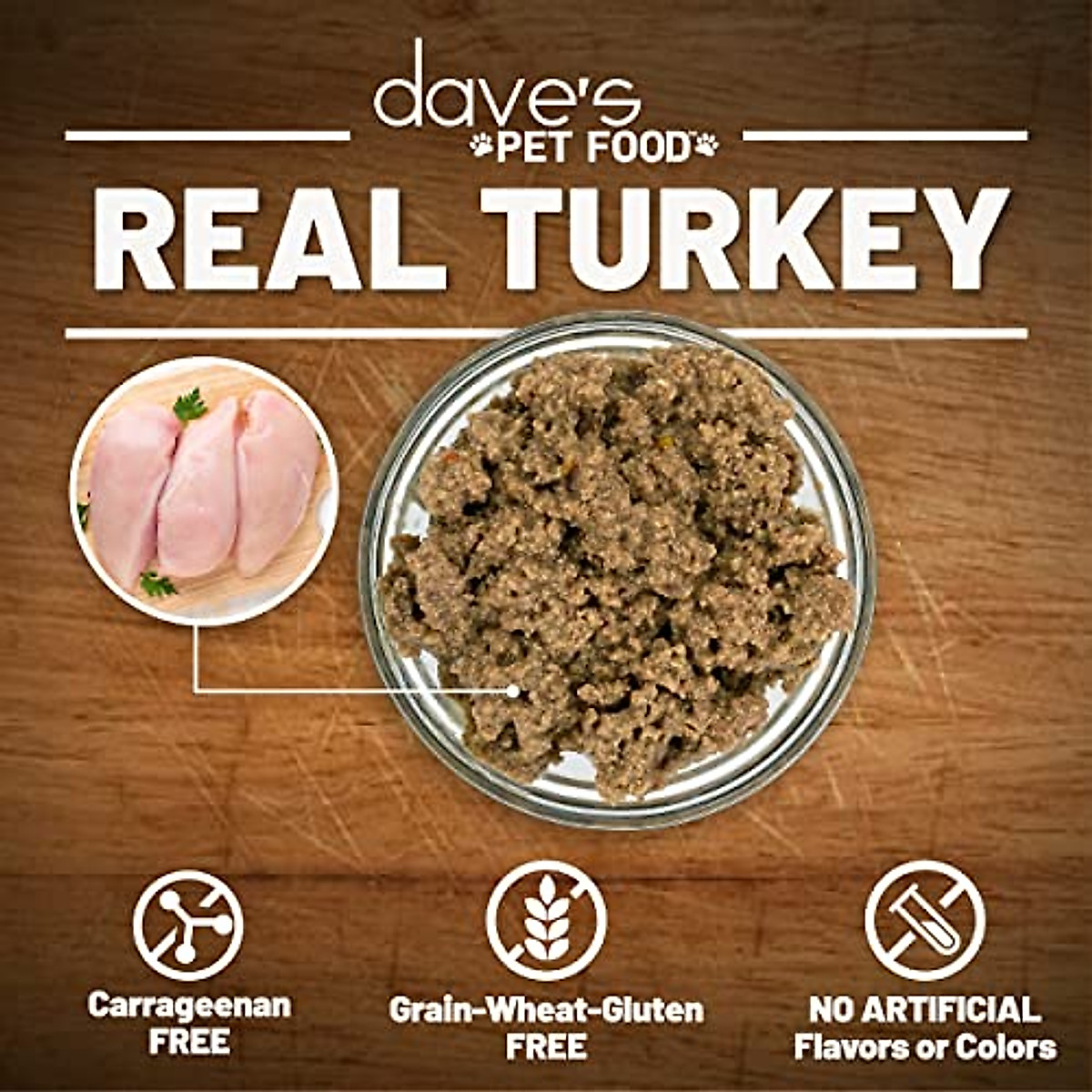 Dave's Pet Food Grain Free Wet Cat Food (Turkey), Made in USA Naturally Healthy Canned Cat Food, Added Vitamins & Minerals, Wheat & Gluten-Free, 5.5 oz (Case of 24)