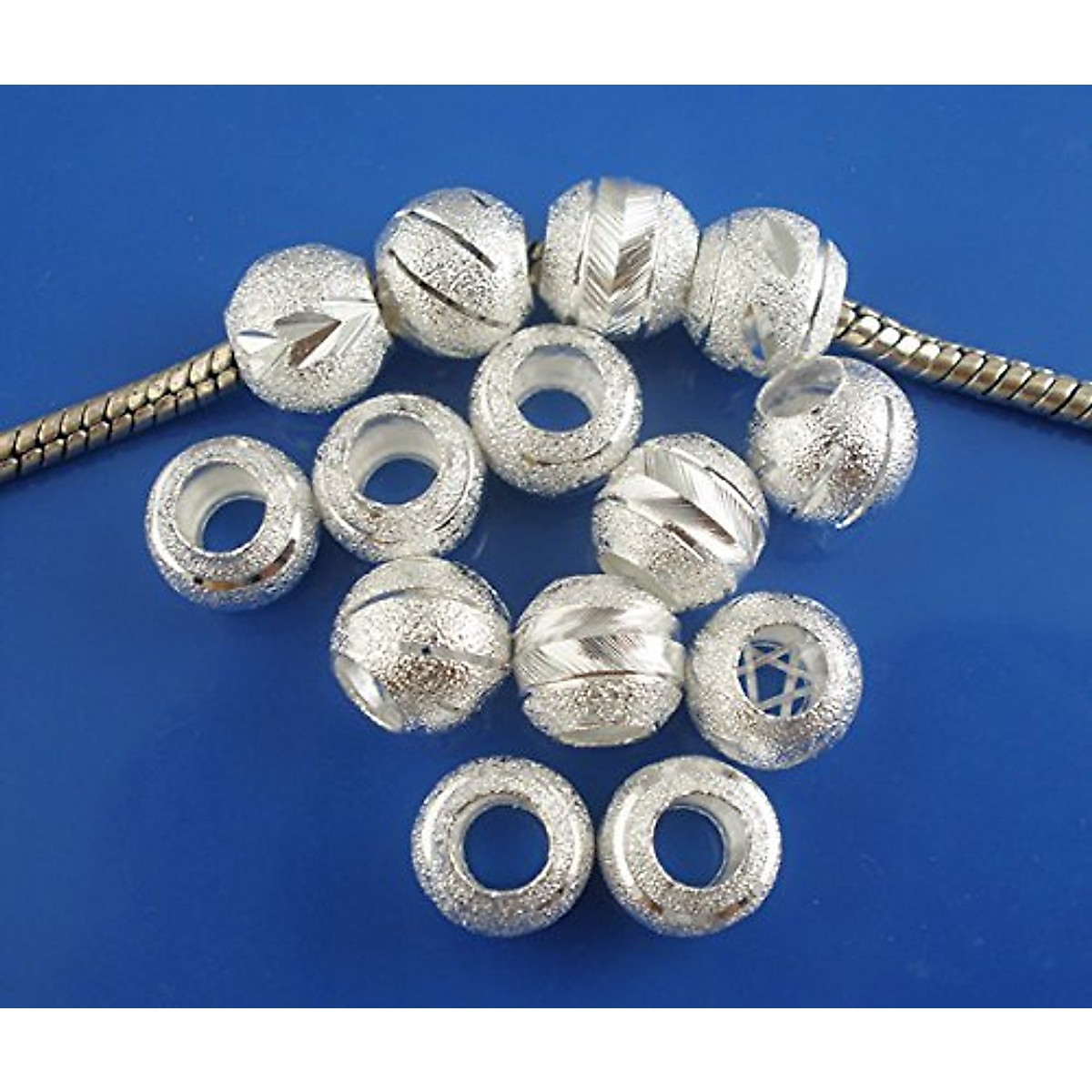 Ten (10) Star Glitter Spacer Beads for Snake Chain Charm Bracelets