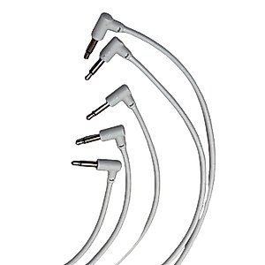 Starving Students Music Supplies Luigis Modular M-PAR Right Angled Eurorack Patch Cables - Package of 5 White Cables, 8" (20 cm)