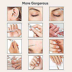 leiwo Manicure Set ,Pedicure Kit Nail Scissors Stainless Steel Professional Toenails Cuticle Cutter Clipper Fingernails Grooming Kit with Pink Leather Travel Case (12pcs Pink)