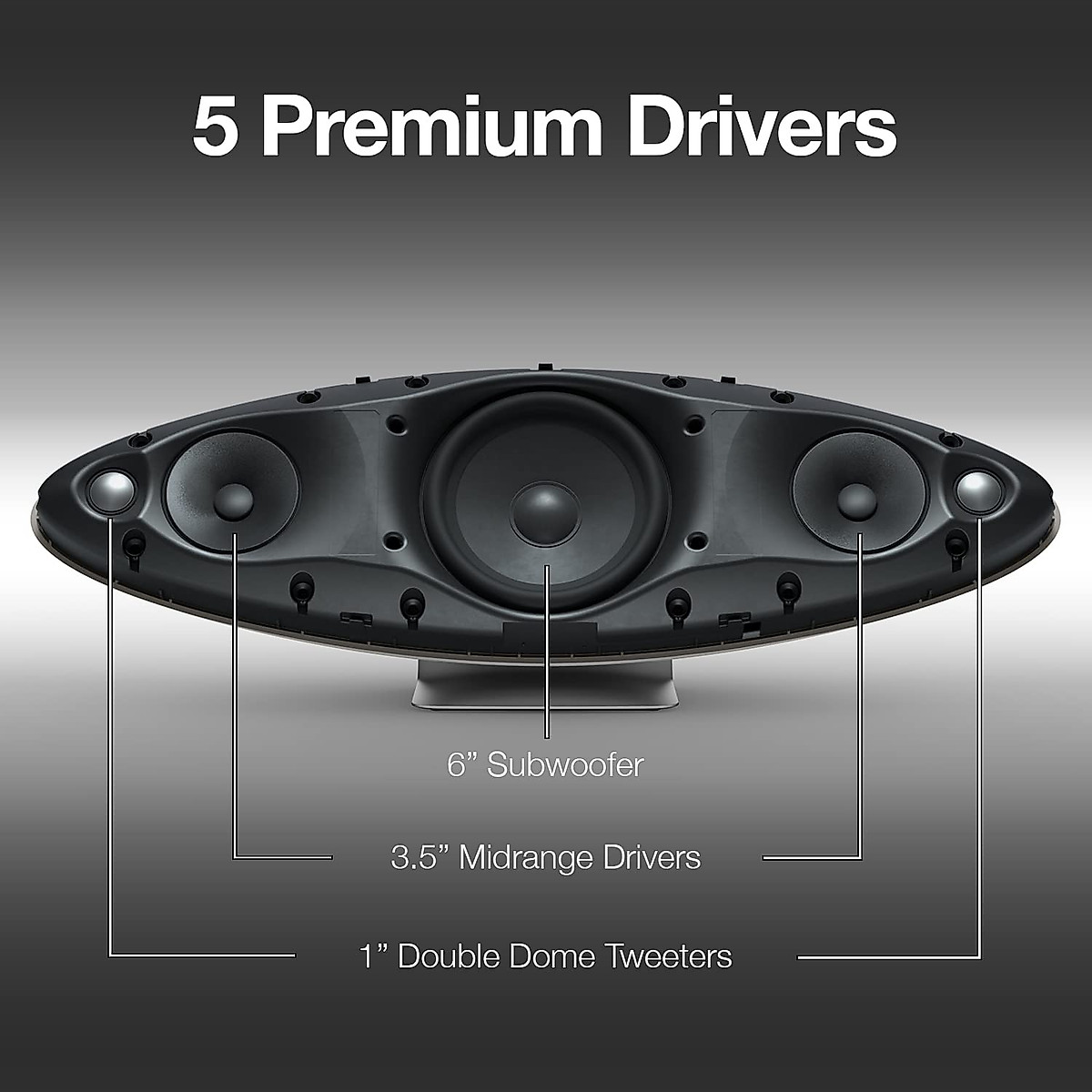 Bowers & Wilkins Zeppelin Wireless Speaker, Iconic Design, 5 Drivers including Subwoofer, Wireless Streaming via Bluetooth, Alexa Built-in, AirPlay & Spotify Connect, Multiroom Support, Pearl Grey