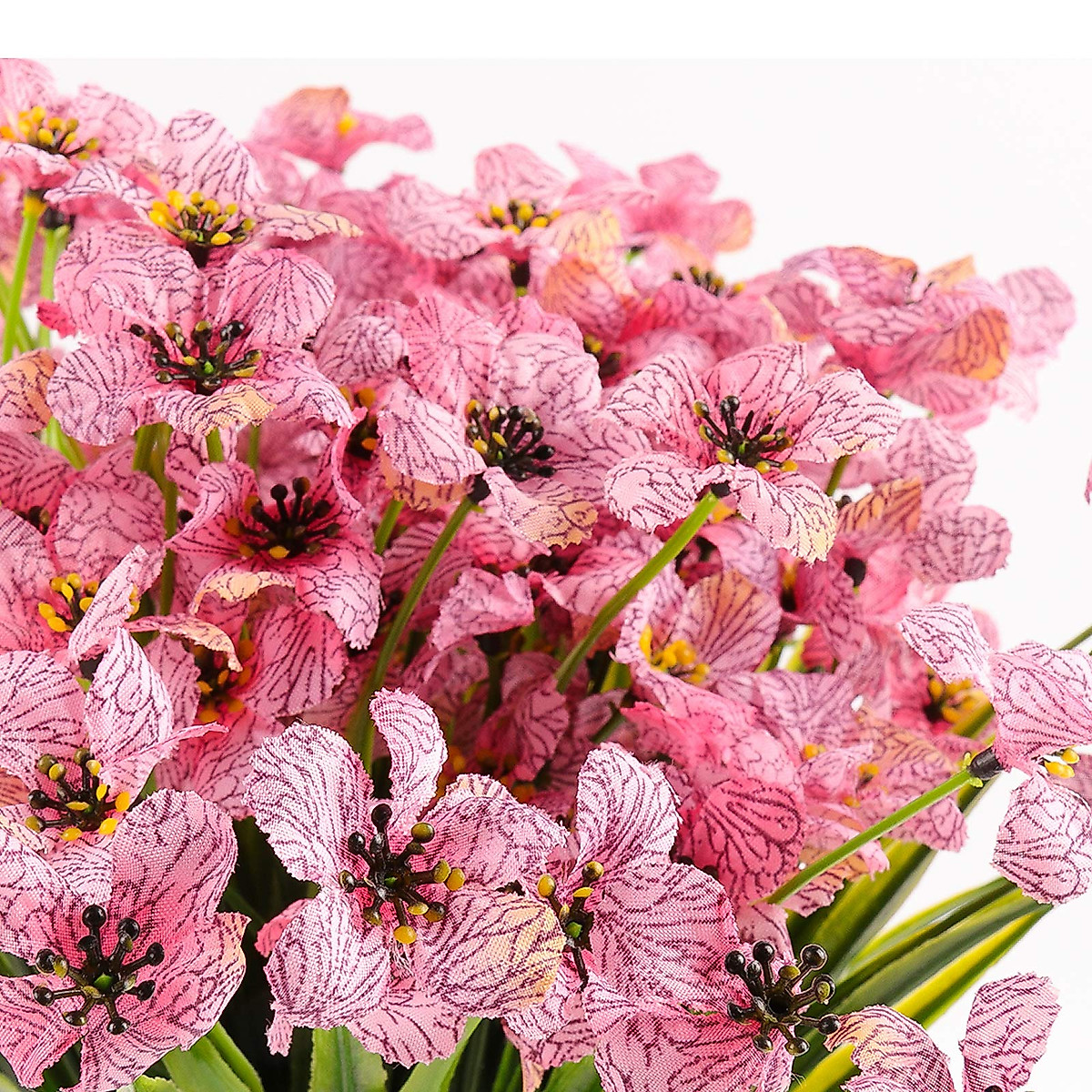 iYoucase Artificial Flowers Outdoor UV Resistant Fake Flowers 5 Bundles No Fade Faux Plastic Plants for Garden Porch Window Box Home Decoration(Pink)