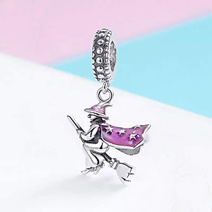 Halloween Witch Charm Authentic 925 Sterling Silver Pet Charms for European Bracelet (Magic Witch Charm)