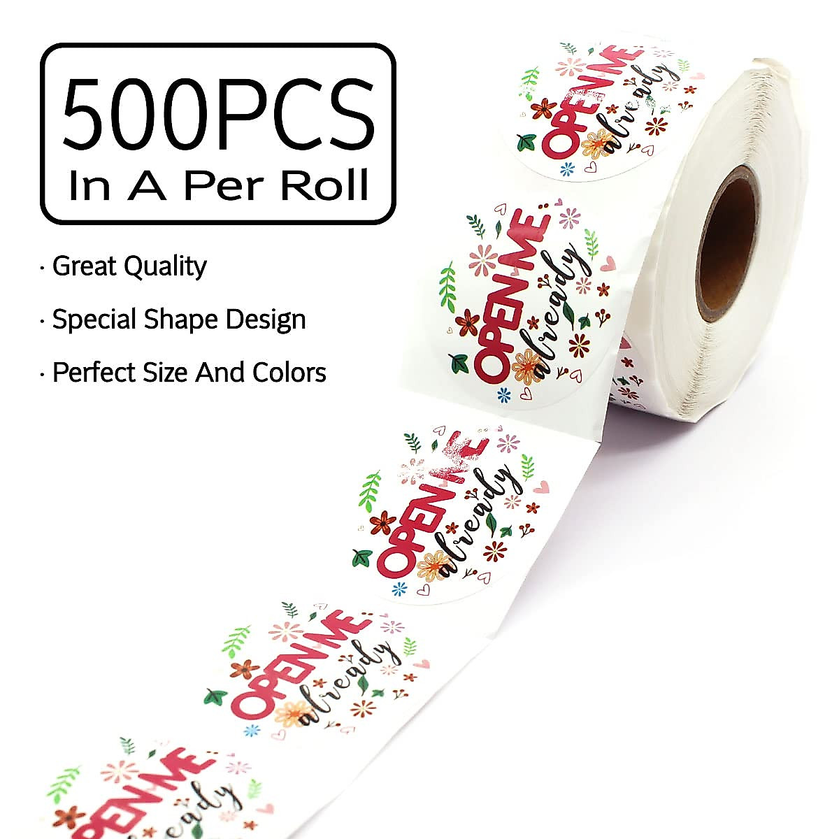 Open Me Already Stickers,Thank You Stickers,Handmade Stickers,Small Shop Stickers,Envelopes Stickers for Small Business, Online Retailers,Handmade Goods,500 Labels Per Roll