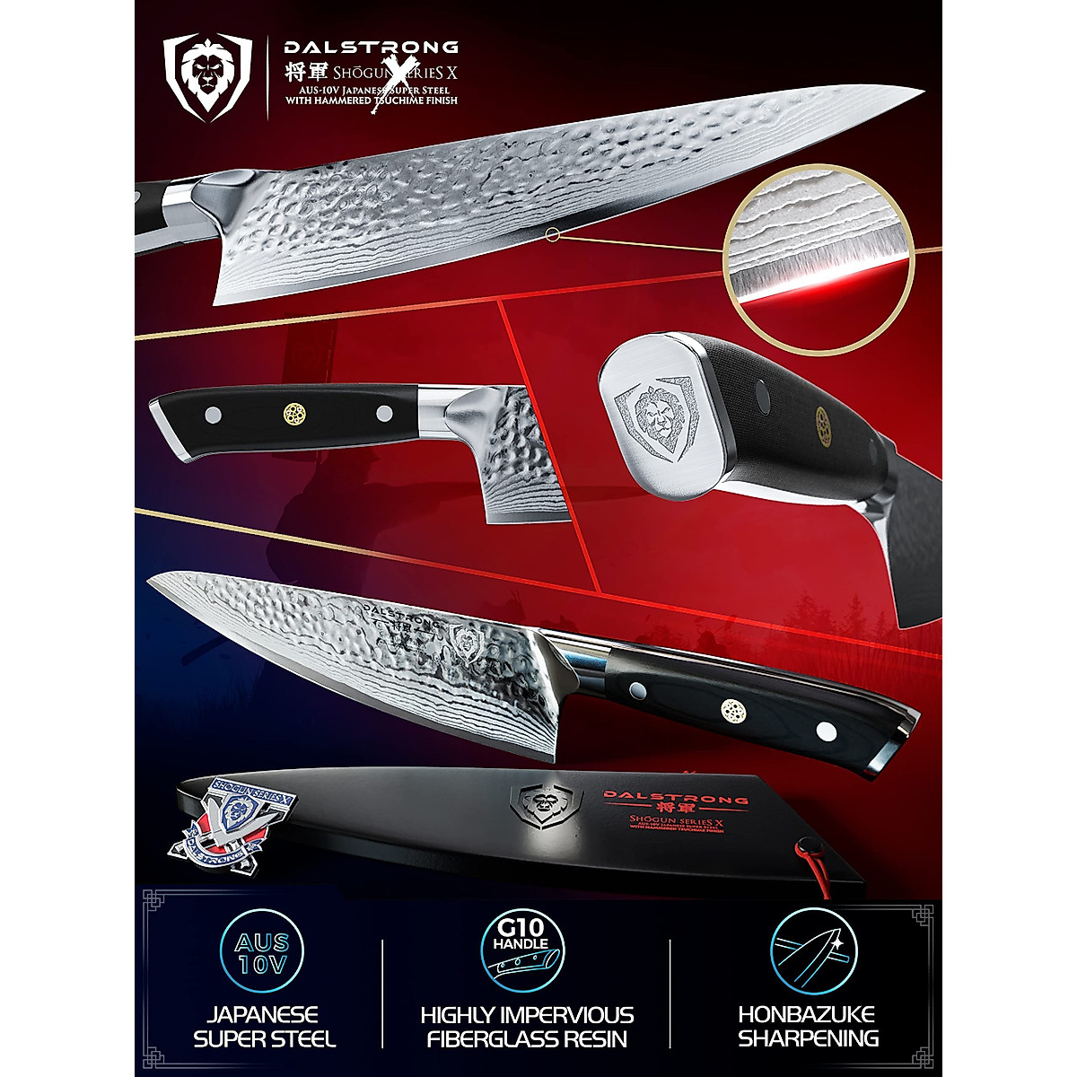 Dalstrong Shogun Series 8" Chef Knife Bundled with 6" Utility Knife & 3.5" Paring Knife