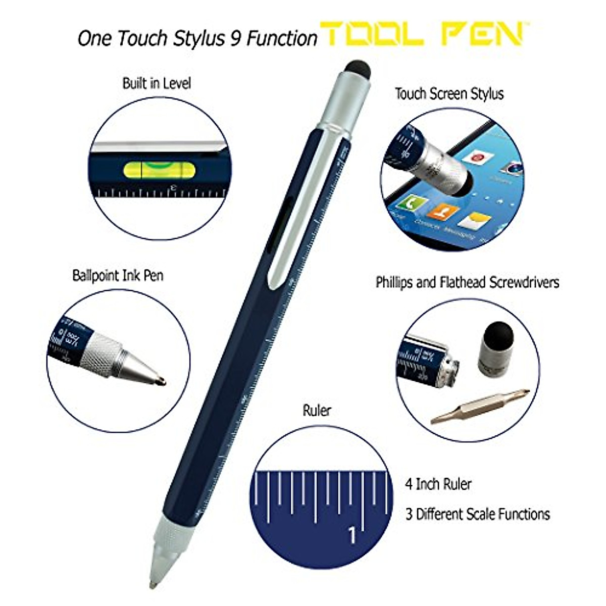 Monteverde USA One Touch Tool Pen, Ballpoint Pen, Dark Blue (MV35297)