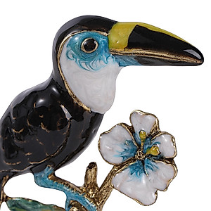 SOFFEE DESIGN Set of 3 Metal Single Hooks 3D Toucans Design, Bright Coating Ornate Style for Hanging Coat/Keys/Scarf, Wall Mounted Heavy Duty Hooks Home Decor