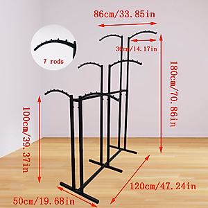 BIFCIOFH 6 Way Clothing Rack, Heavy Duty Metal Clothing Garment Rack with Curved Arms, 39" -70" Clothes Organizer for Hanging Clothes, Load 200lbs, (Size : 6 way)