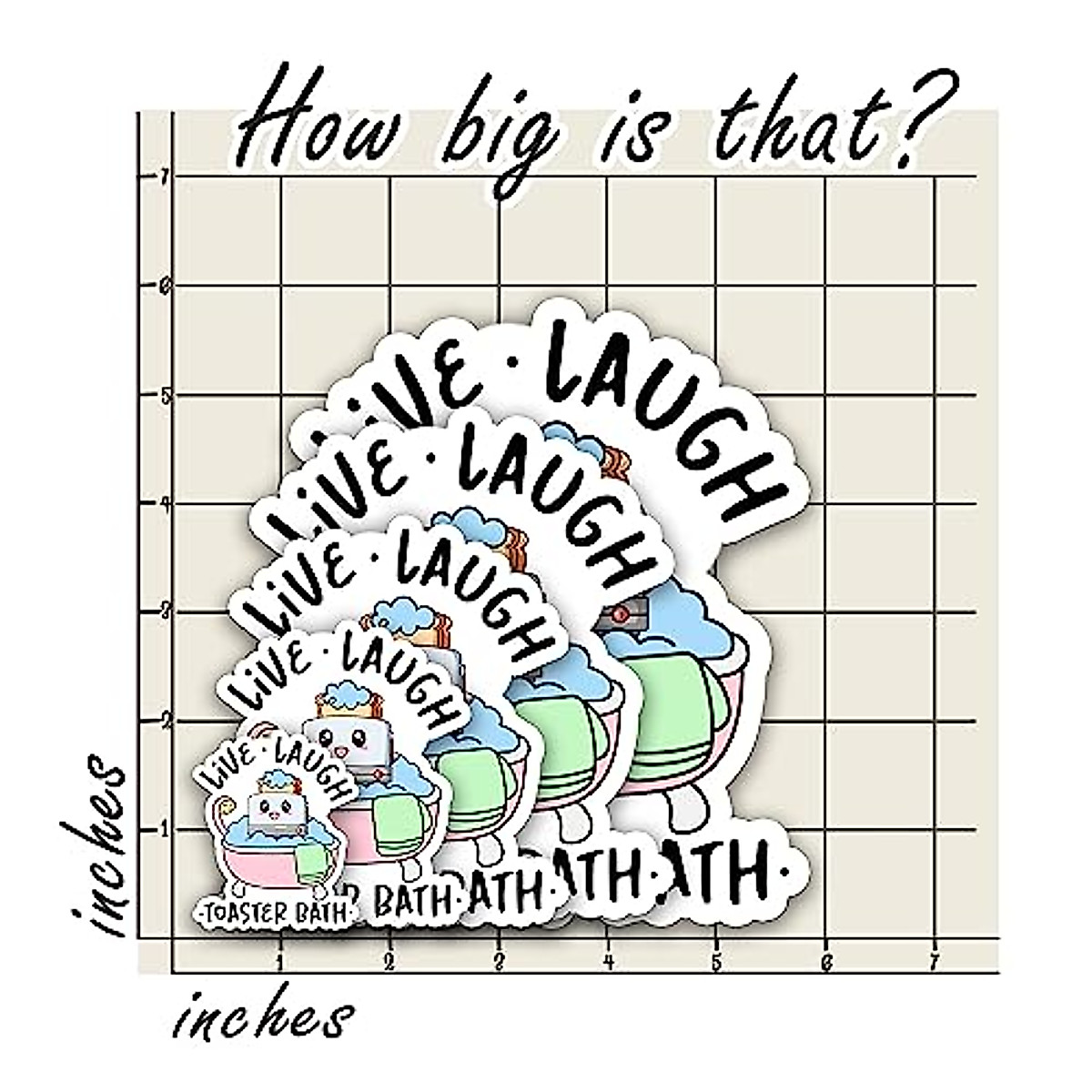 Miraki Live Laugh Toaster Bath Sticker, Mental Health Sticker, Cute Bread Sticker, Motivational Sticker, Water Assitant Die-Cut Vinyl Funny Decals for Laptop, Phone, Water Bottles, Kindle Sticker