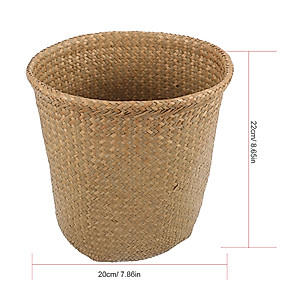 Garbage Bins Small Woven Basket Rattan Plant Pot Seagrass Waste Basket Basket Garbage Basket Clothes Hamper Laundry Hamper Wicker Seaweed Office Flower Vessel