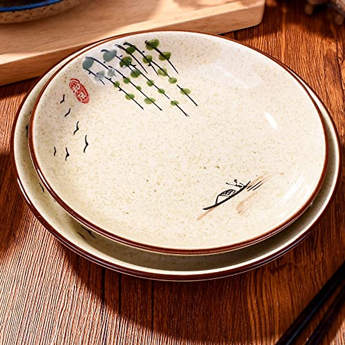 4-Piece Ceramic Dinnerware Set, Plate, Dish, Bowl, Spoon, Japanese Hand-painted Tableware set, A Good Gift